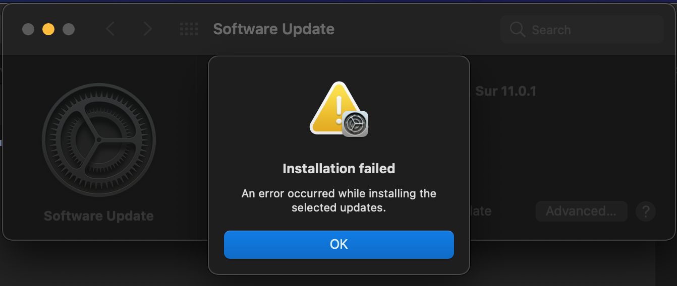 macOS Big Sur Installation Failed: 'An Error Occurred While Installing ... macOS Big Sur Installation Failed: 'An Error Occurred While Installing ...