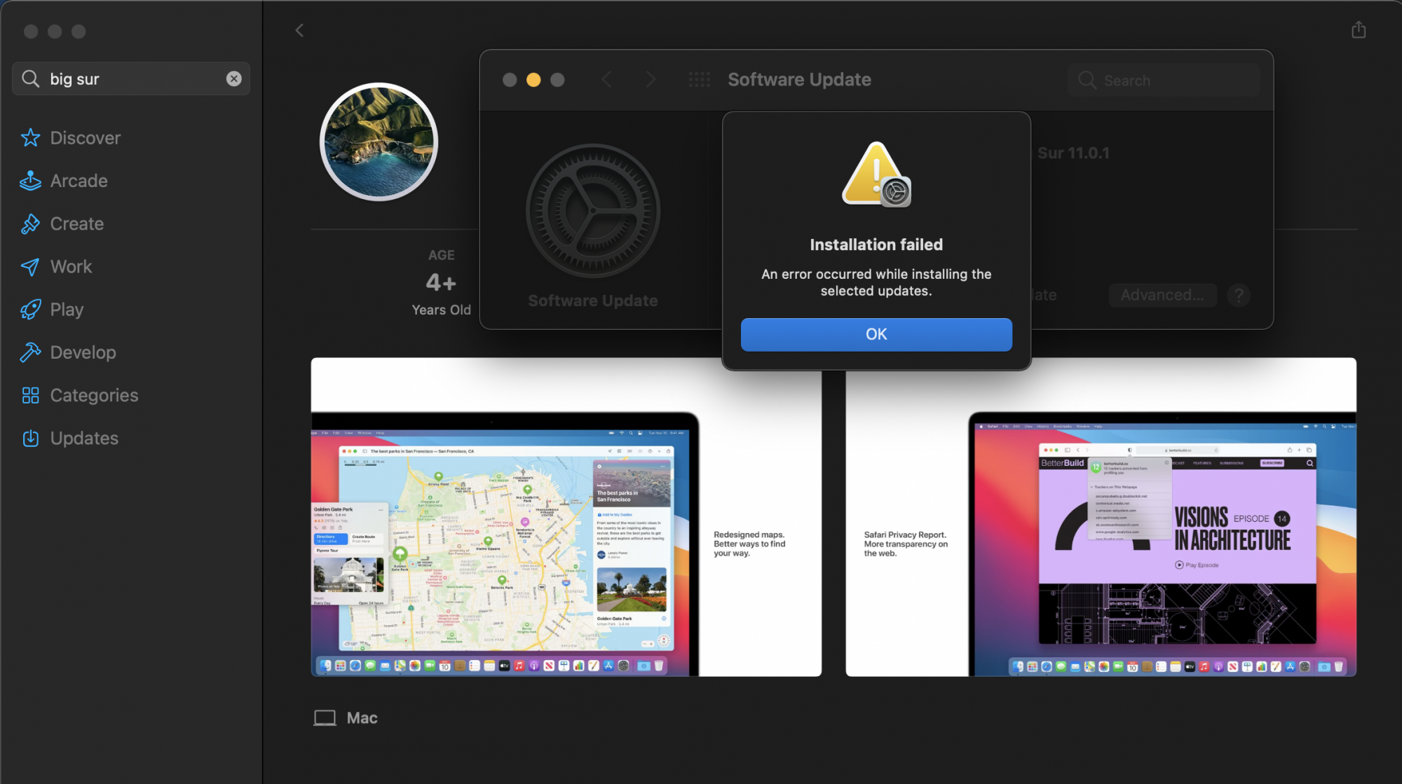 macOS Big Sur Installation Failed: 'An Error Occurred While Installing ... macOS Big Sur Installation Failed: 'An Error Occurred While Installing ...